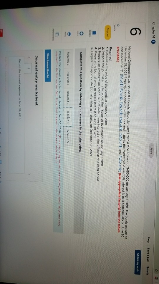 Solved Chapter 14 Saved Help Save And Exit Submit Check My 6718