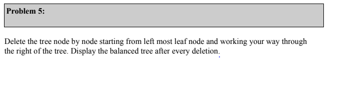 Solved Problem 5: Delete the tree node by node starting from | Chegg.com