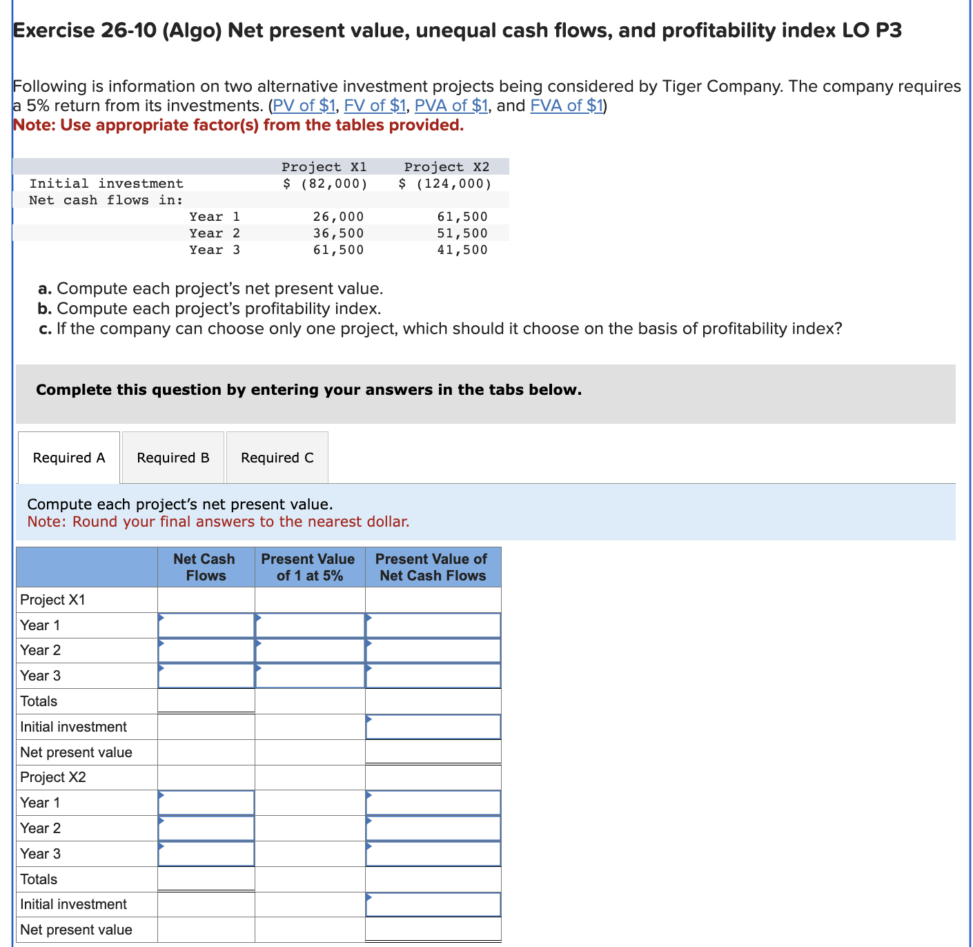 Solved Exercise 26-10 (Algo) Net present value, unequal cash | Chegg.com