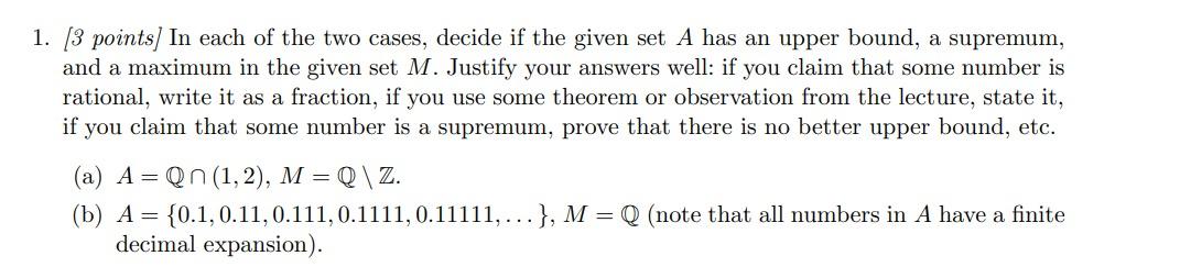 Solved 1. [3 points] In each of the two cases, decide if the | Chegg.com