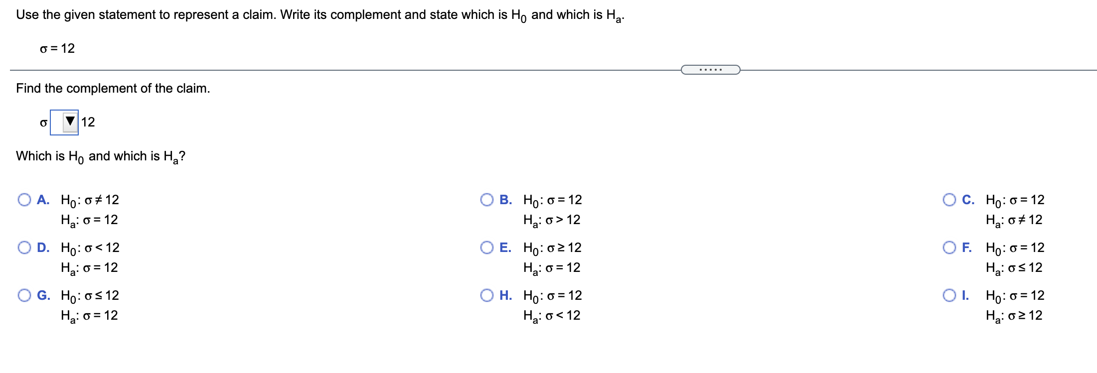 Solved Use the given statement to represent a claim. Write | Chegg.com