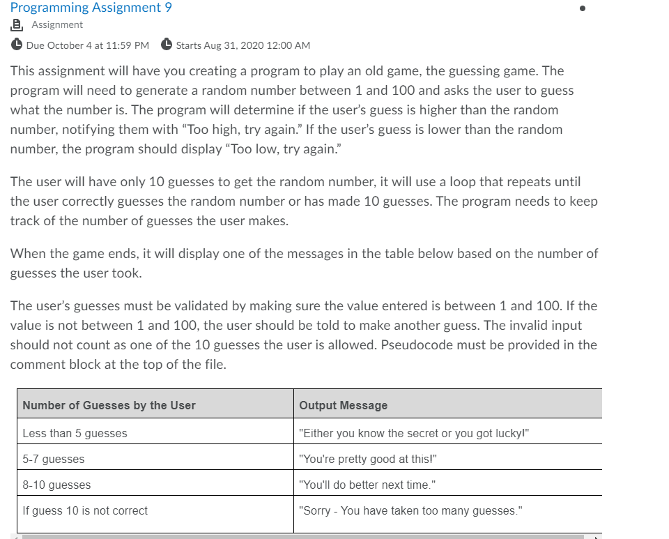 Solved Programming Assignment 9 Assignment Due October 4 at | Chegg.com