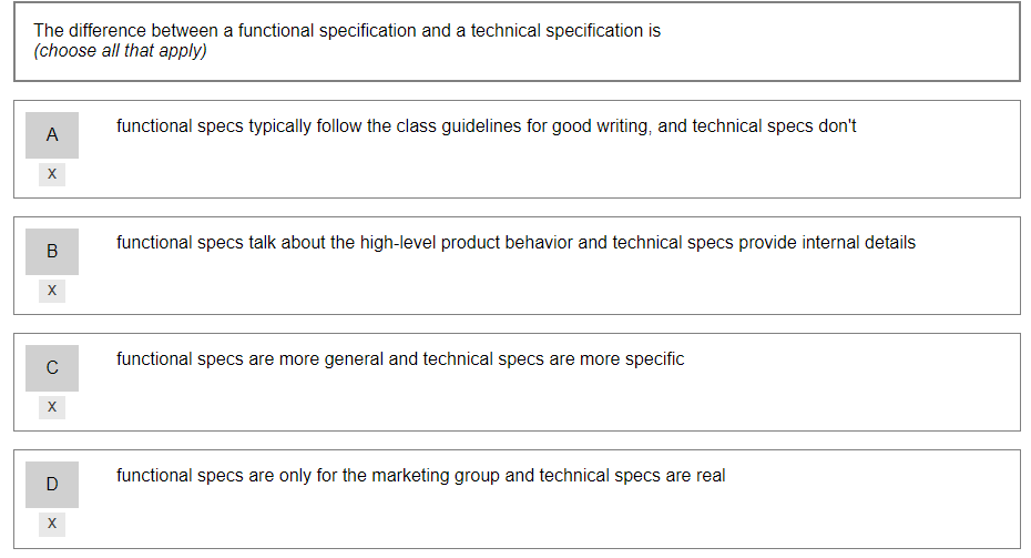 Solved The difference between a functional specification and | Chegg.com