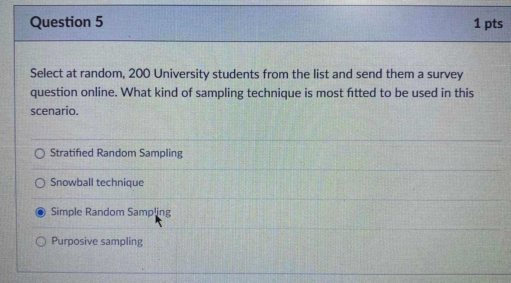 Solved Question 5 1 pts Select at random, 200 University | Chegg.com