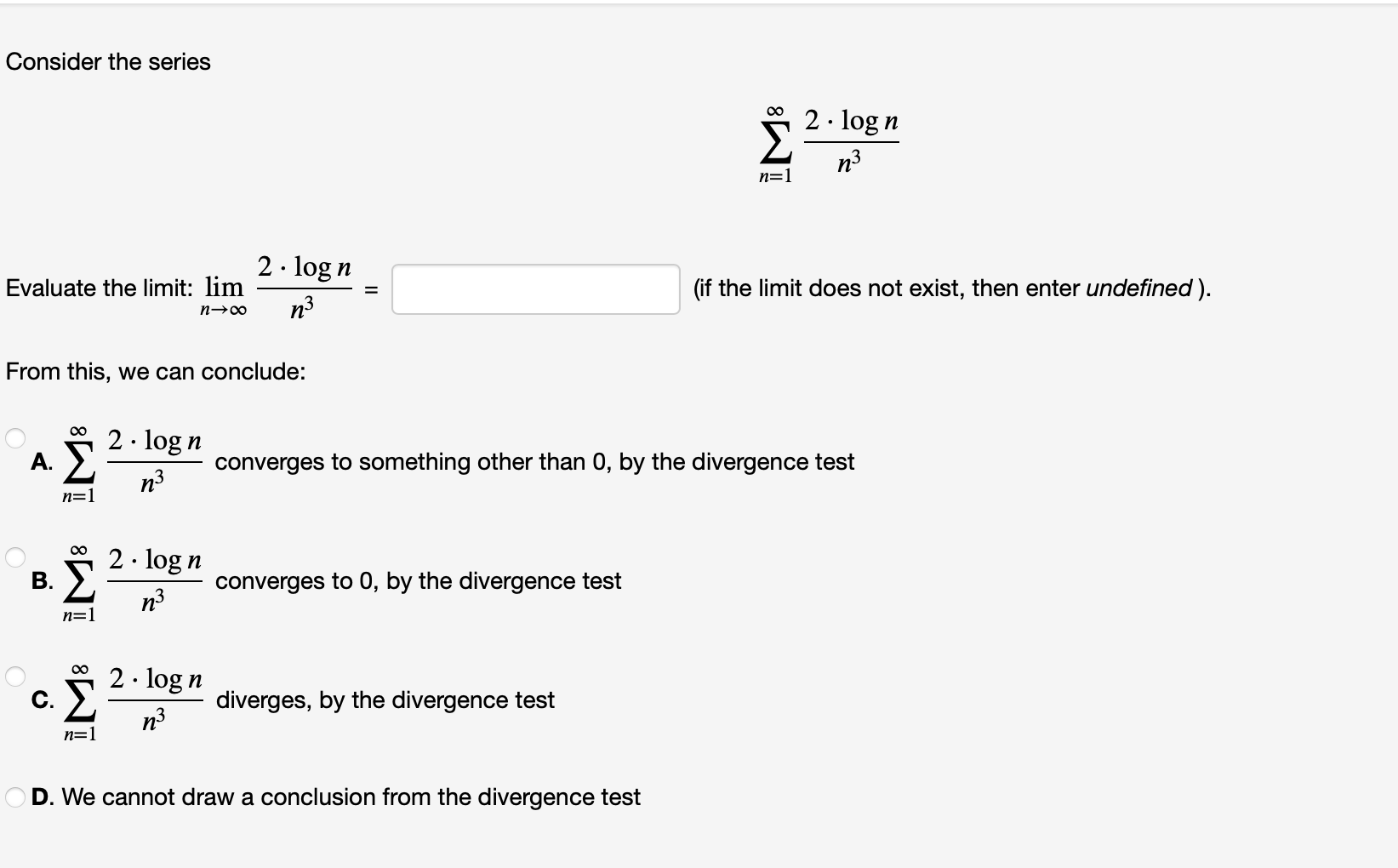 Solved Consider the series \\[ \\sum_{n=1}^{\\infty} | Chegg.com