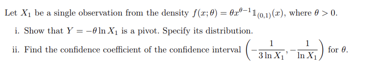 Solved Let X1 be a single observation from the density | Chegg.com
