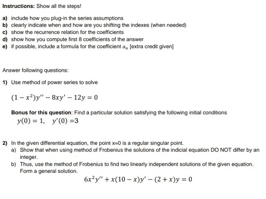 Solved Instructions: Show all the steps! a) include how you | Chegg.com