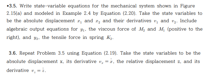 *3.5. Write state-variable equations for the | Chegg.com