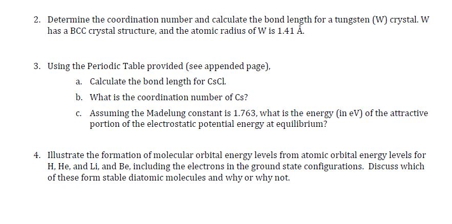 Solved Determine the coordination number and calculate the | Chegg.com