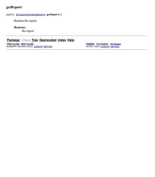 Package Class Tree Deprecated Index Help PREV CLASS | Chegg.com