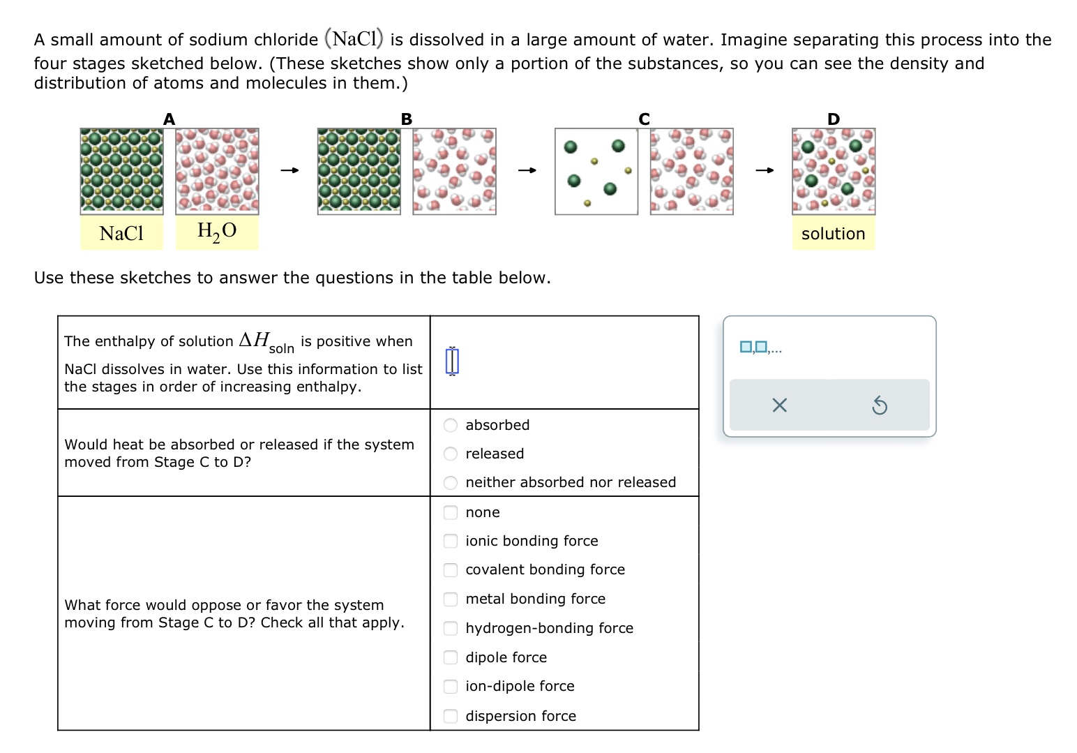 Solved A small amount of sodium chloride (NaCl) is dissolved | Chegg.com
