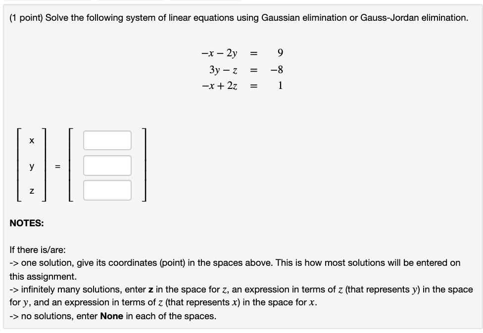 Solved 1 Point Consider A Linear System Whose Augmented 3654