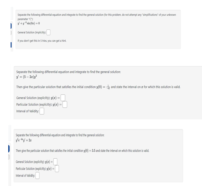 Solved Separate the following differential equation and | Chegg.com