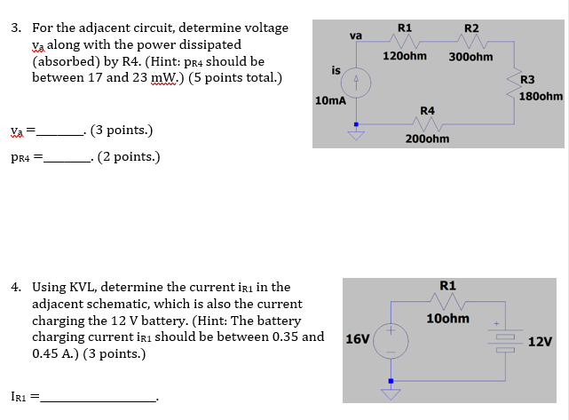 Solved 3. For the adjacent circuit, determine voltage V3 | Chegg.com