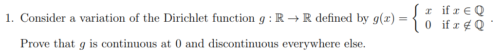 Solved 1. Consider a variation of the Dirichlet function | Chegg.com