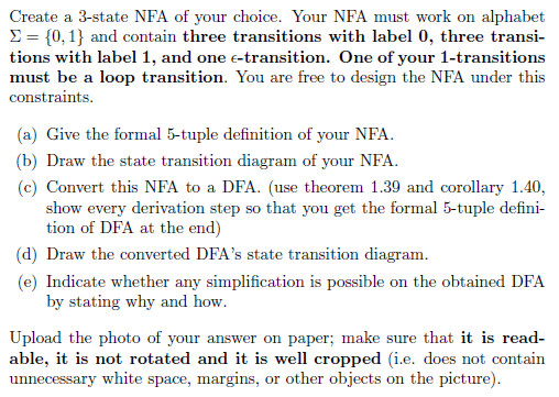 Solved Create a 3-state NFA of your choice. Your NFA must | Chegg.com