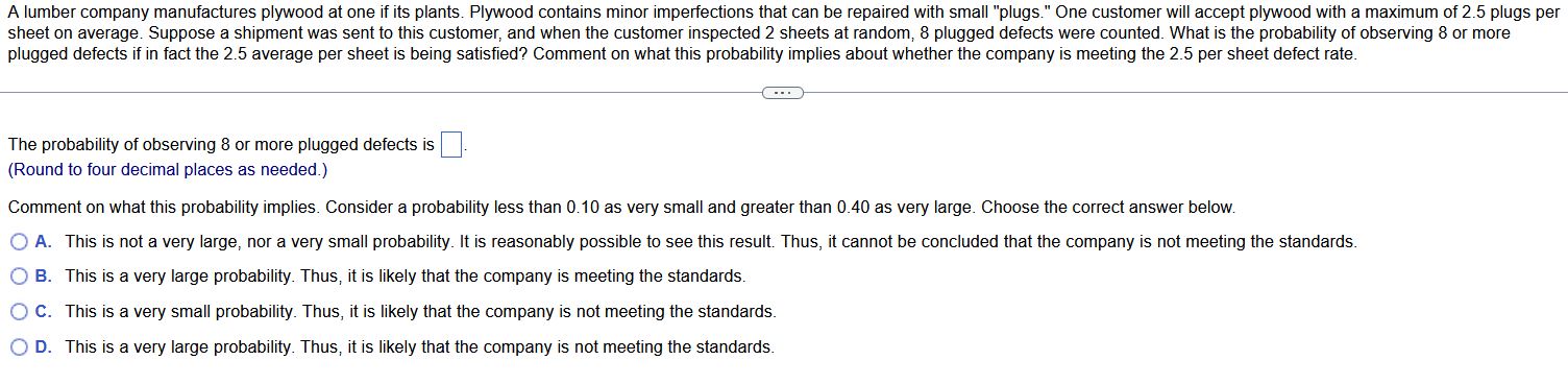 Solved The probability of observing 8 or more plugged | Chegg.com