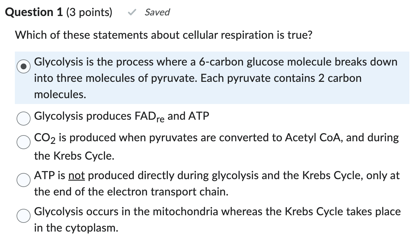 Solved Which of these statements about cellular respiration | Chegg.com