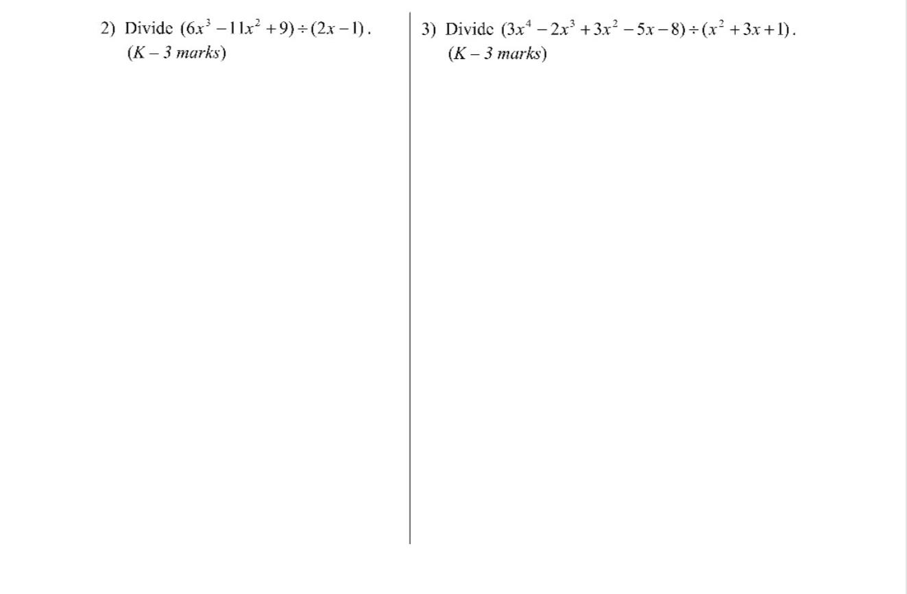 Solved (6x3−11x2+9)÷(2x−1) 3) Divide | Chegg.com