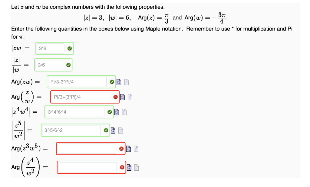 Solved Let z and w be complex numbers with the following | Chegg.com