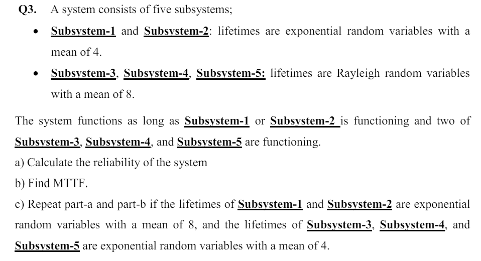 Solved Q3. ﻿A system consists of five subsystems;Subsvstem-1 | Chegg.com