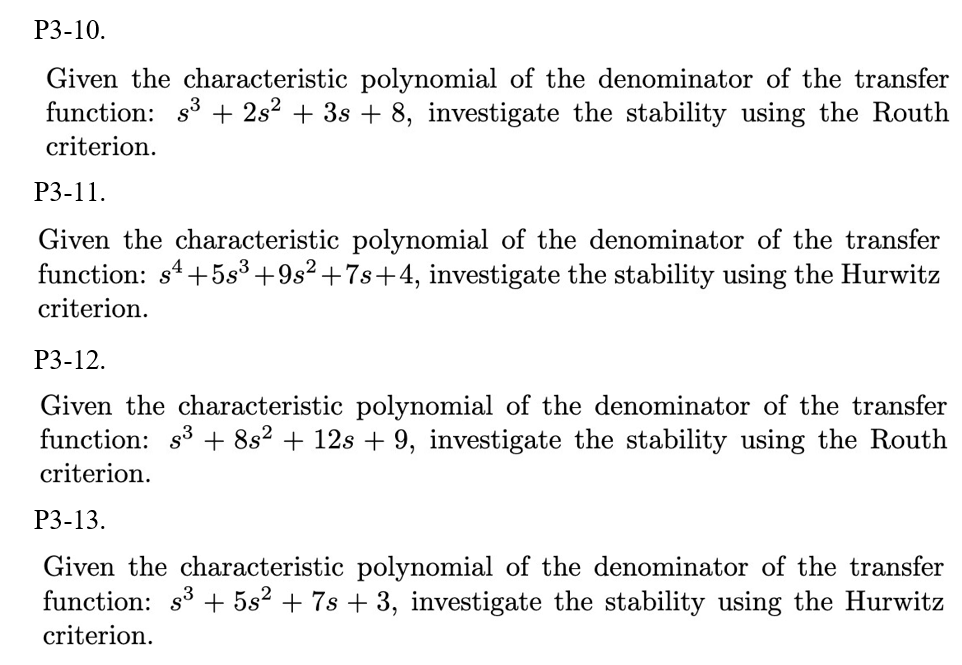 Solved P3-10.Given the characteristic polynomial of ﻿the | Chegg.com