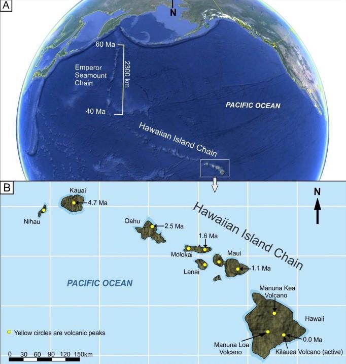 Solved ΑΙ N 60 Ma Emperor Seamount Chain 2300 km PACIFIC | Chegg.com