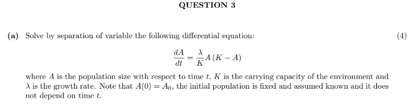 Solved (a) Solve by separation of variable the following | Chegg.com