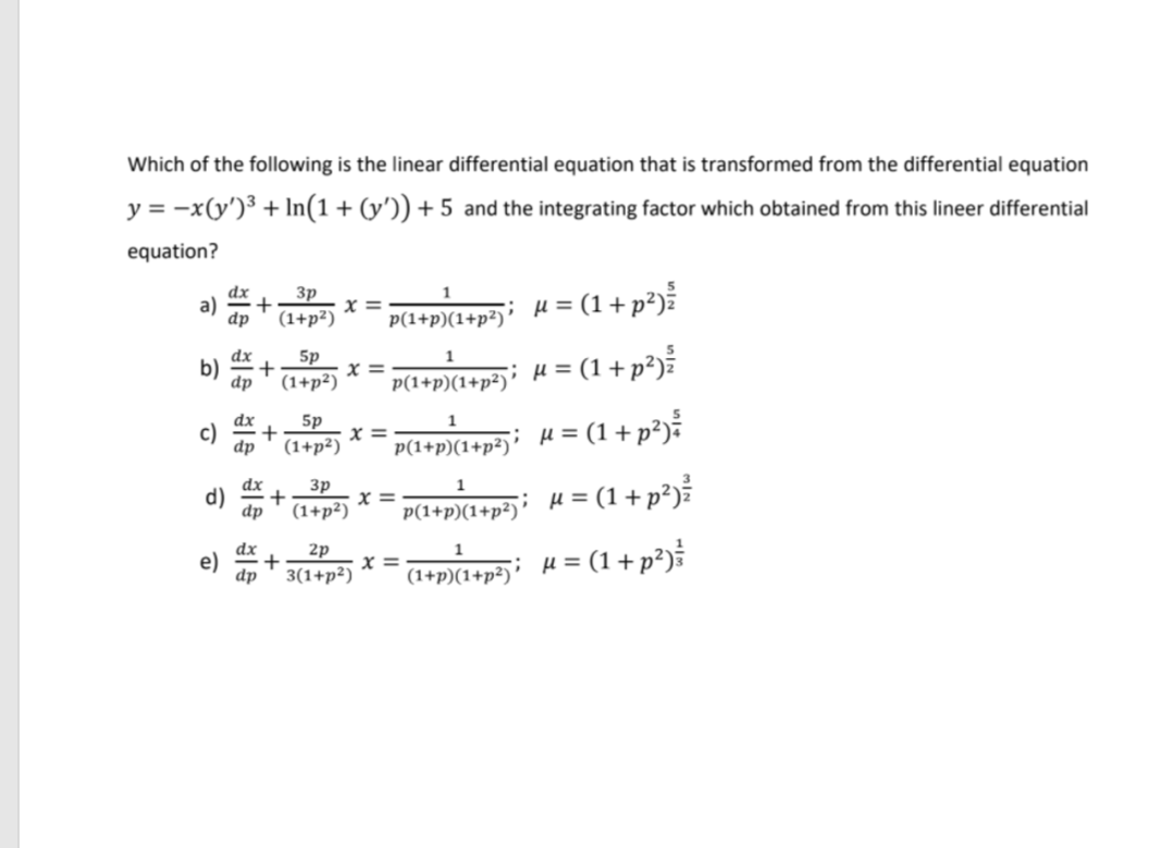 Solved Which of the following is the linear differential | Chegg.com