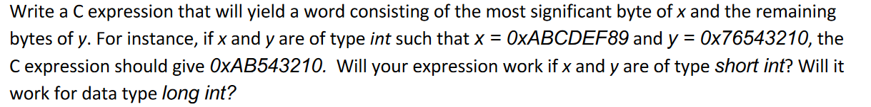 Solved C programming. Write a C expression that will yield a | Chegg.com