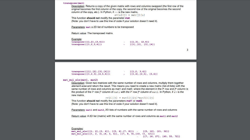 Solved Functions The following are the functions you must | Chegg.com