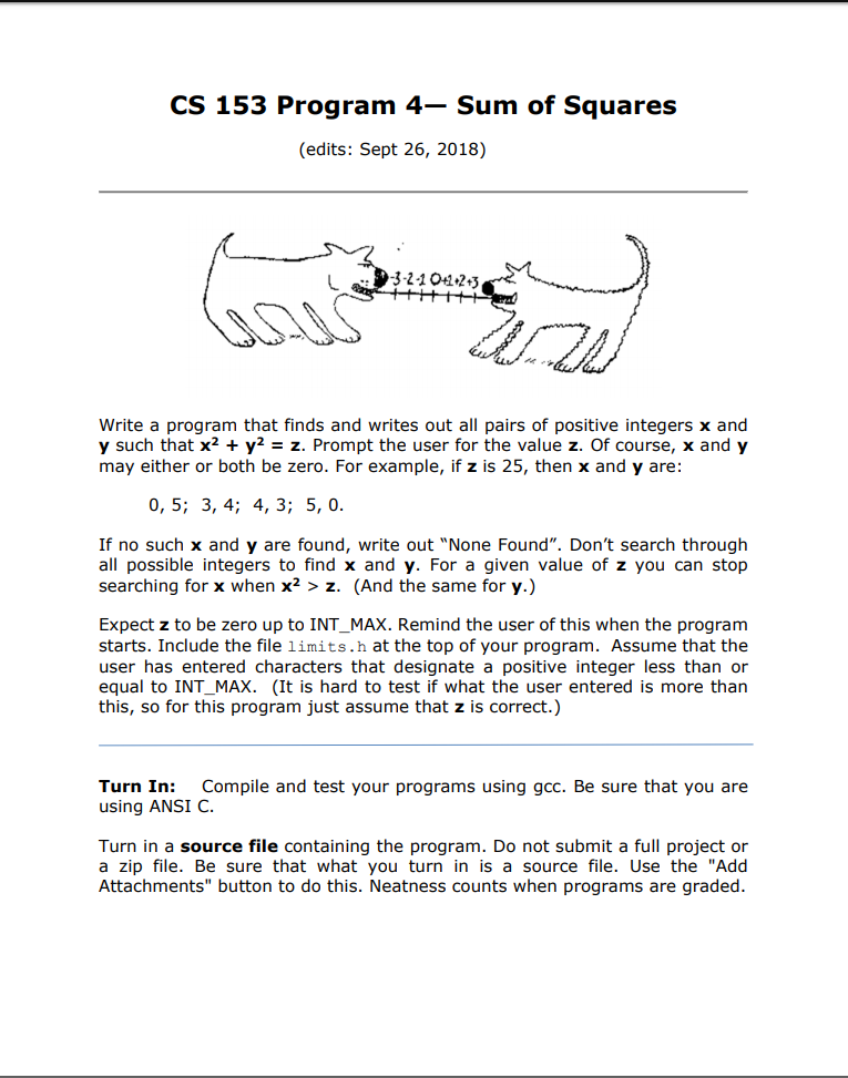 Solved CS 153 Program 4- Sum of Squares (edits: Sept 26, | Chegg.com