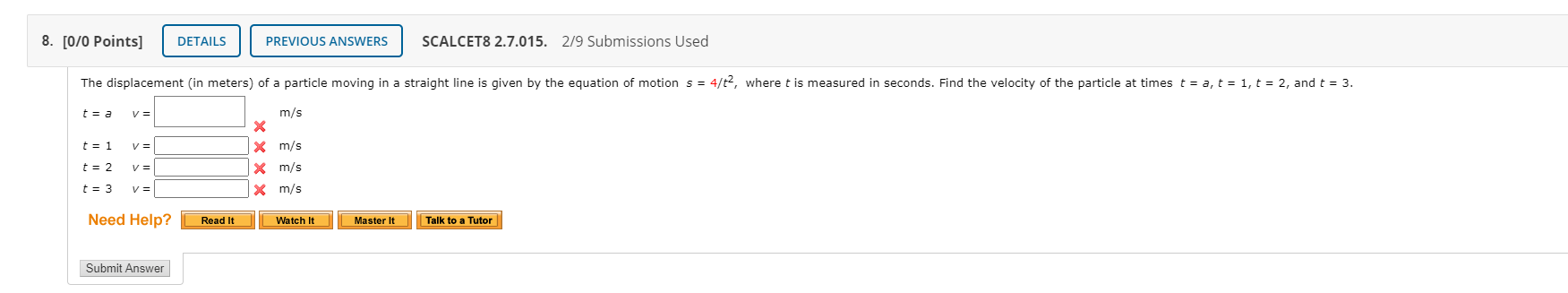 Solved 8. [0/0 Points] DETAILS PREVIOUS ANSWERS SCALCET8 | Chegg.com