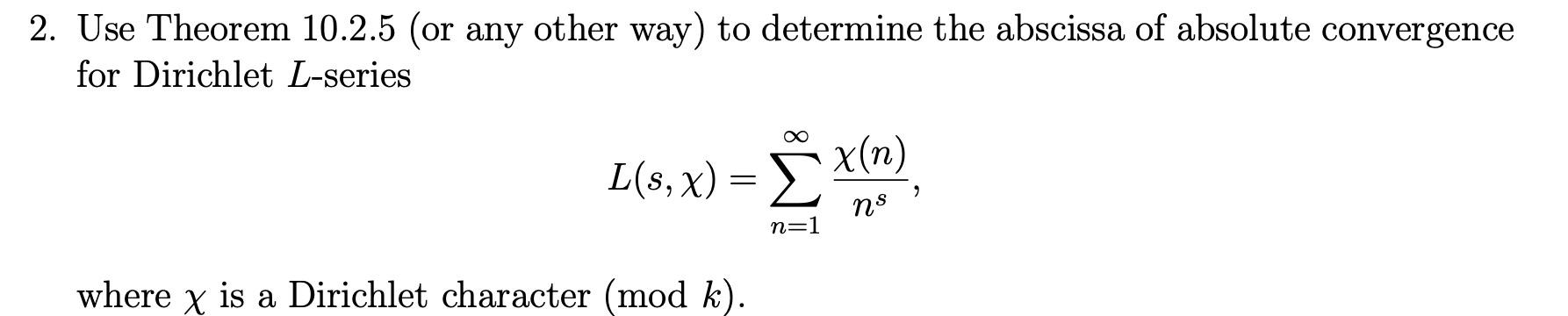 2. Use Theorem 10.2.5 (or any other way) to determine | Chegg.com