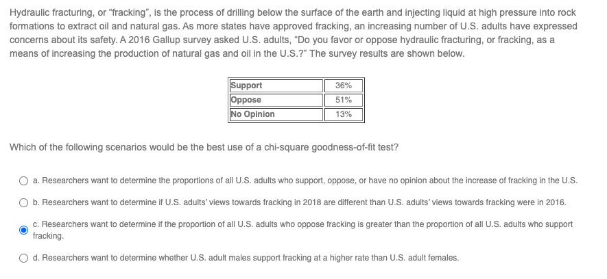 Solved Hydraulic fracturing, or "fracking", is the process | Chegg.com