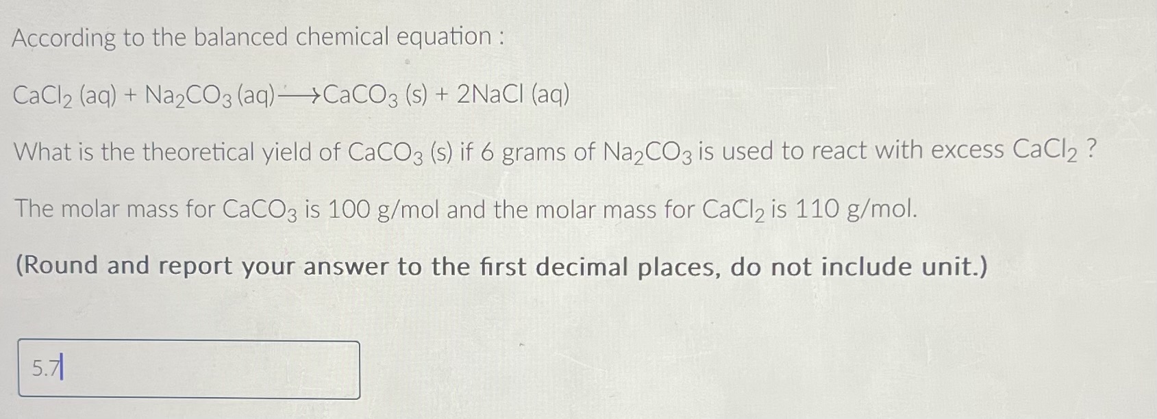 Solved According to the balanced chemical equation : | Chegg.com