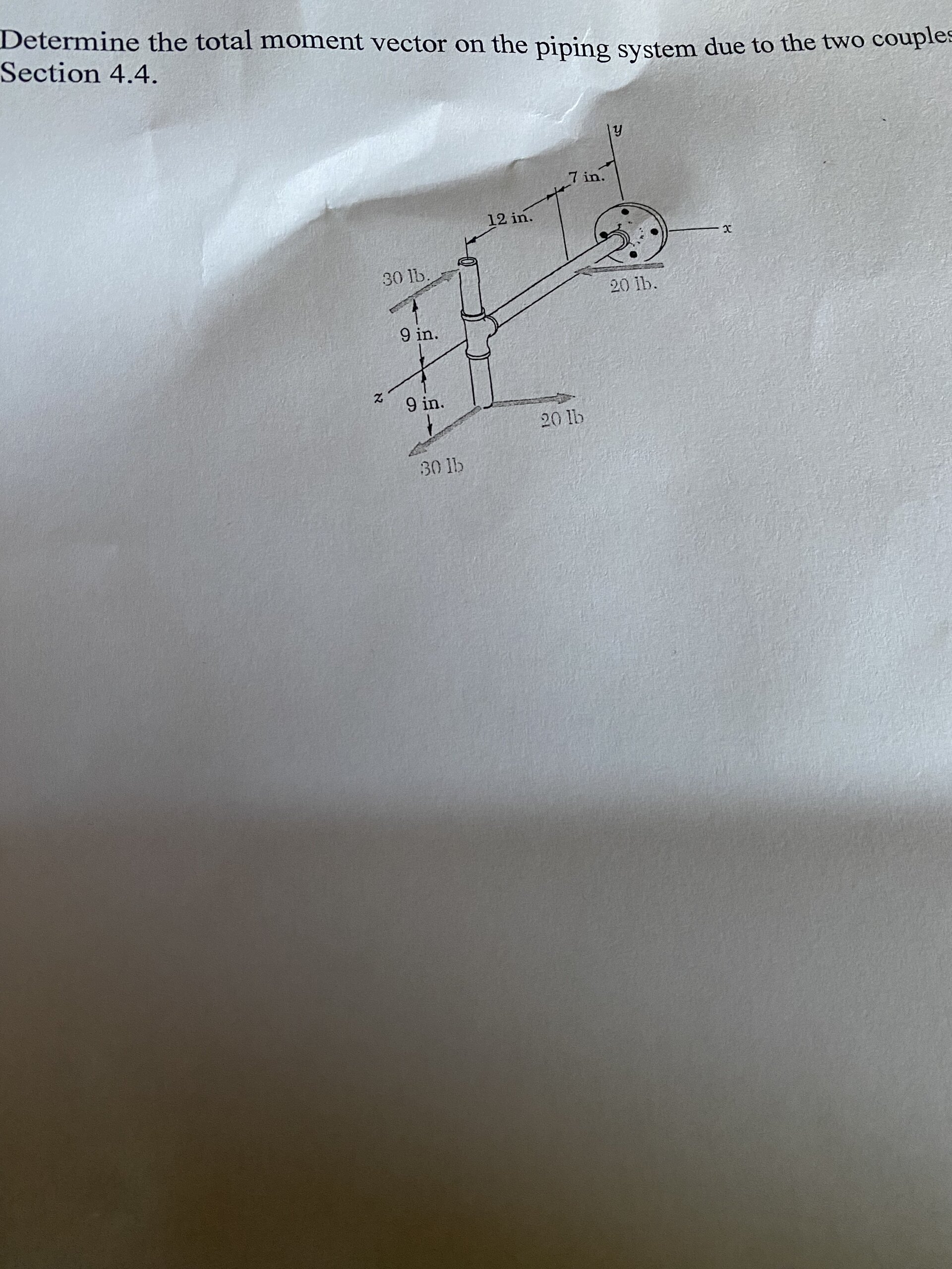 Solved Determine the total moment vector on the piping | Chegg.com