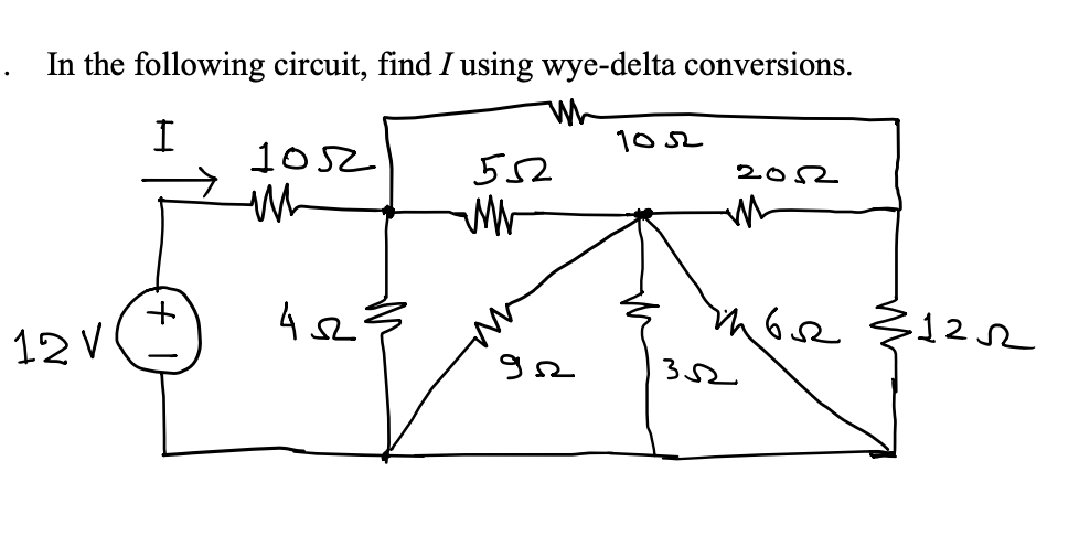 Solved · In the following circuit, find I using wye-delta | Chegg.com