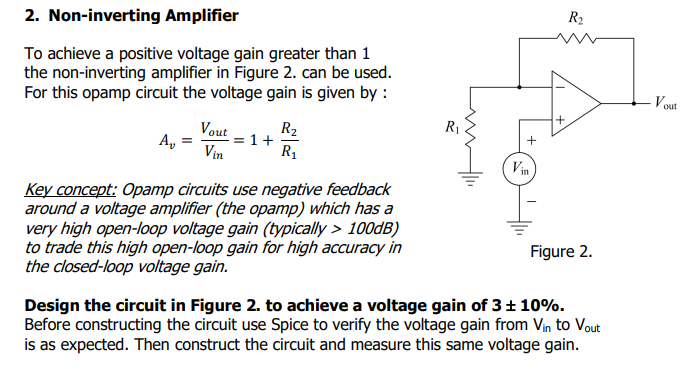 Solved R2 2. Non-inverting Amplifier To achieve a positive | Chegg.com