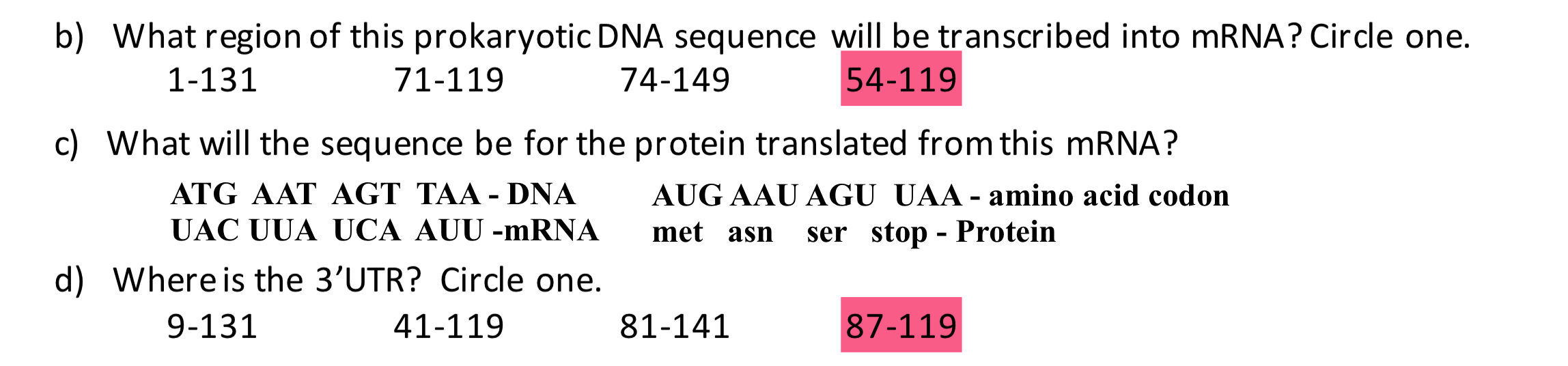 Solved I. Use the DNA sequence below, which encodes a | Chegg.com