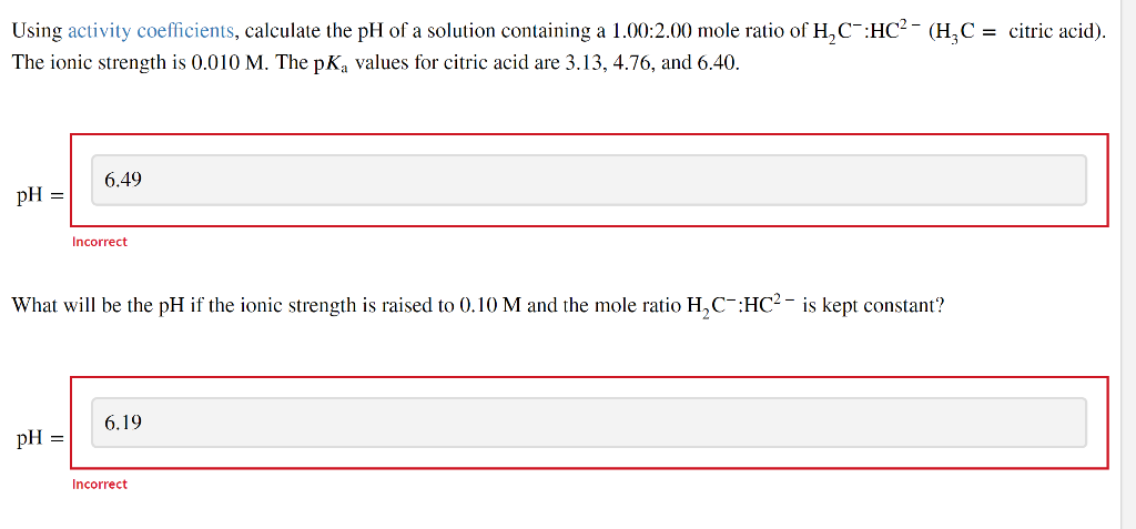 Solved Using activity coefficients, calculate the pH of a | Chegg.com