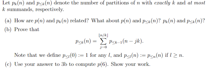 Solved Let pk(n) and p n. (c) Use your answer to 3b to | Chegg.com
