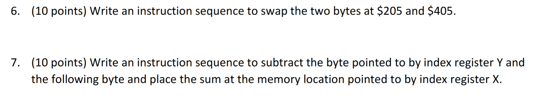 Solved 6. (10 points) Write an instruction sequence to swap | Chegg.com