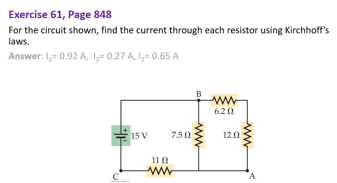 Solved For The Circuit Shown Find The Current Through Each