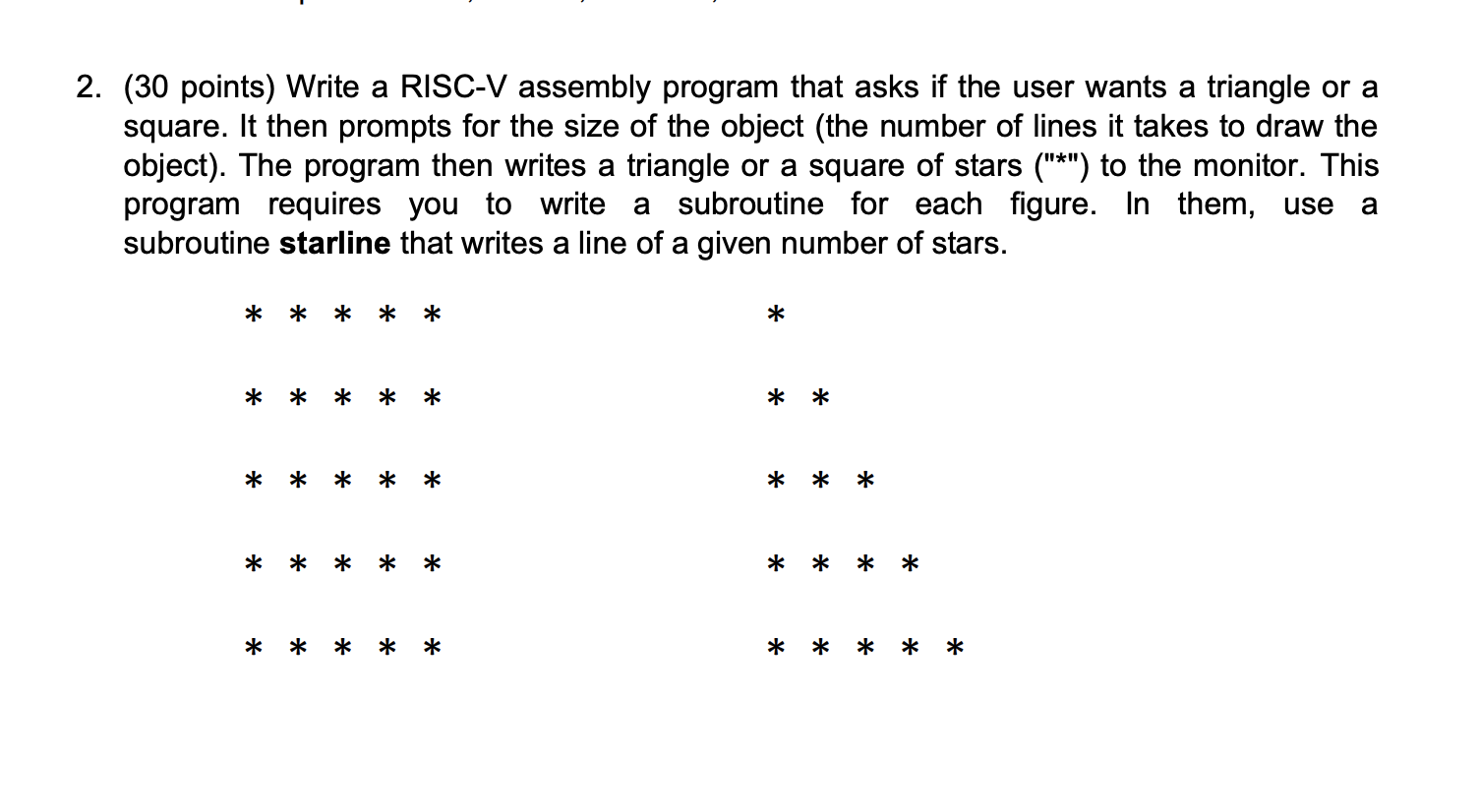 Solved 2. (30 points) Write a RISC-V assembly program that | Chegg.com