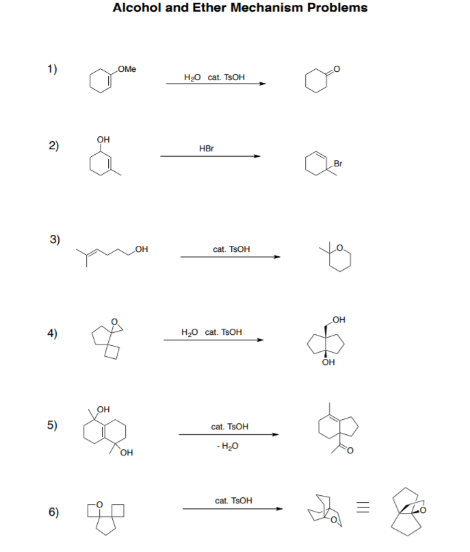 Solved Alcohol and Ether Mechanism Problems OME H20 cat. | Chegg.com