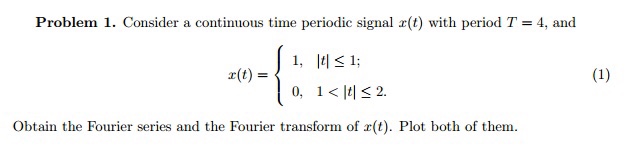 Solved Consider a continuous time periodic signal x(t) with | Chegg.com
