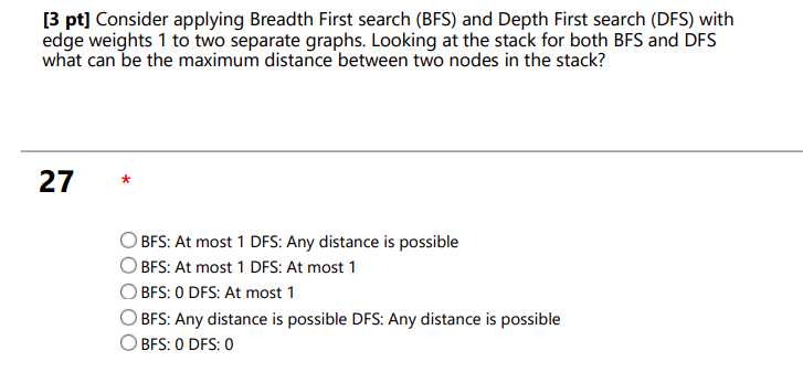 Solved [3 pt] Consider applying Breadth First search (BFS) | Chegg.com