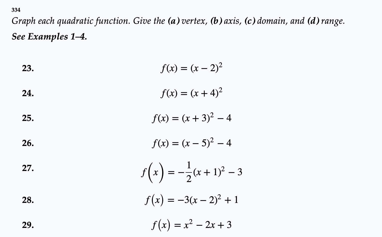 Solved Graph each quadratic function. Give the (a) vertex, | Chegg.com