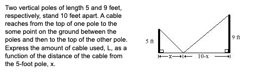 Solved Two vertical poles of length 5 and 9 feet, | Chegg.com